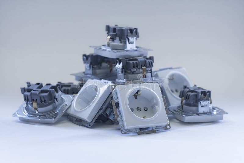Home Plastic Sockets for Electricity on a White Background Stock Image ...