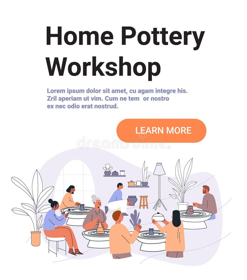 Home Pottery Workshop Creative Activity Group People Making Ceramics on ...