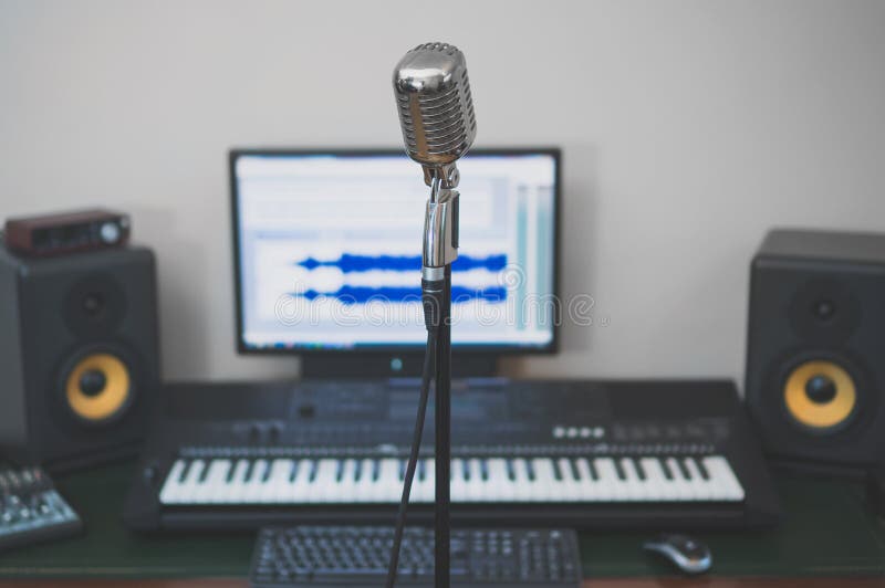 Home recording studio. stock image. Image of keyboard - 109942059