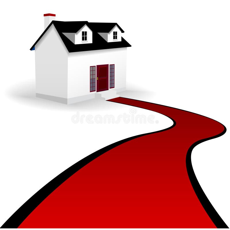 Home with Red Carpet Driveway To the House Stock Vector - Illustration ...