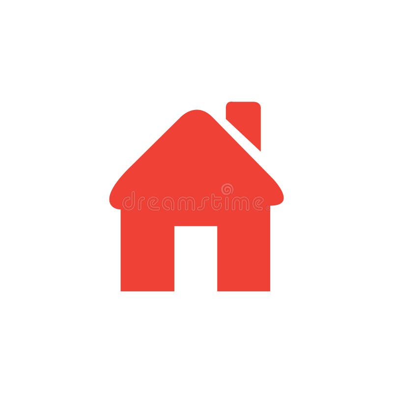 Home Red Icon on White Background. Red Flat Style Vector Illustration ...