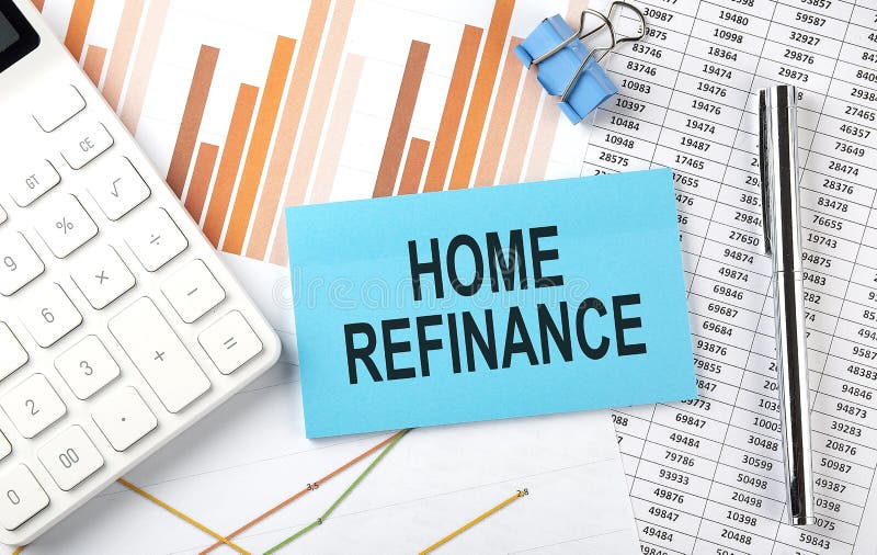 HOME REFINANCE Text on the Sticker on Diagram Background Stock Photo ...