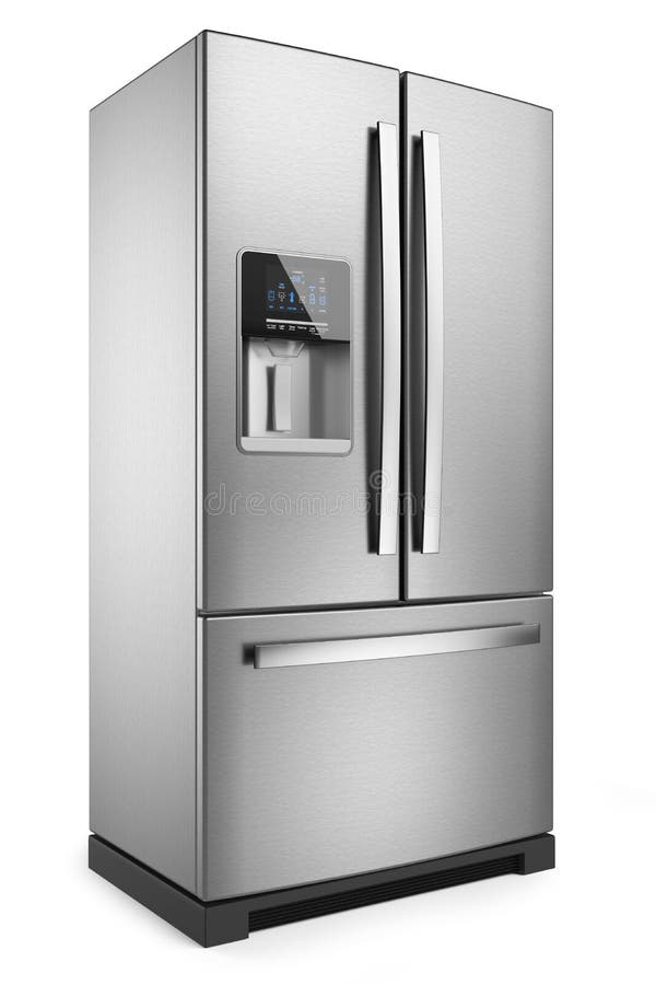 Three Door Refrigerator Facing Left Stock Image - Image of electrical ...