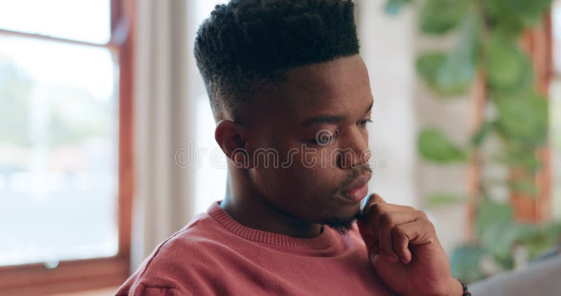 Home, Relax and Thinking with Black Man, Ideas and Solution with ...