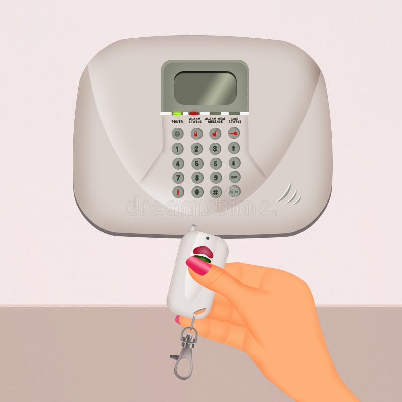 Home remote control alarm stock illustration. Illustration of burglar ...
