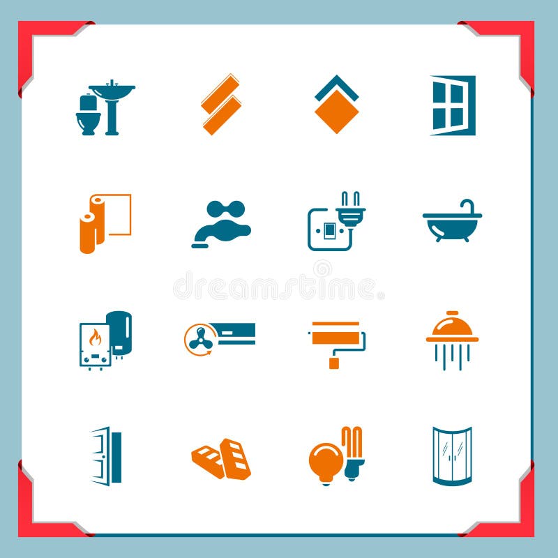Home Renovation Icons | in a Frame Series Stock Vector - Illustration ...