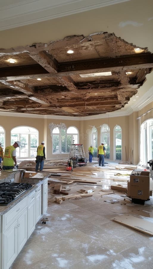 Home Renovation in Progress Construction Site of Luxury House with ...