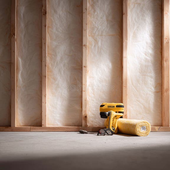 Home Renovation in Progress. Wall Framing with Insulation Installed ...