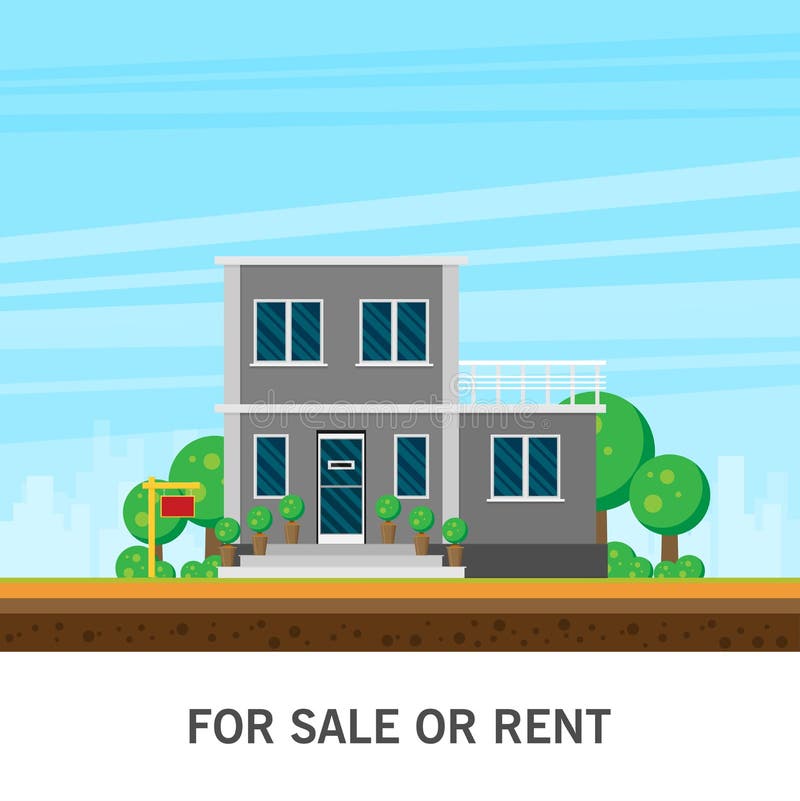Home for Rent or Sale Flat Vector Stock Vector - Illustration of plate ...
