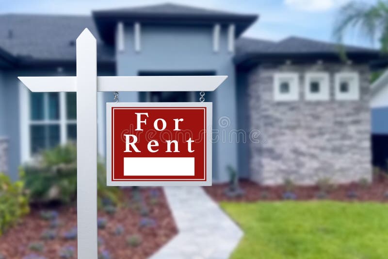 Home for Rent. Sign in Front of New Home. Stock Photo - Image of agent ...
