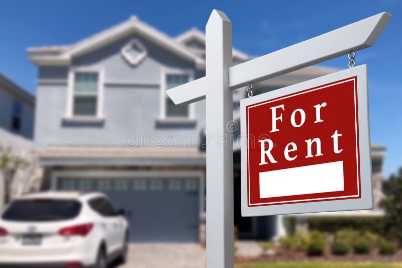 Home for Rent. Sign in Front of New Home. Stock Photo - Image of rent ...