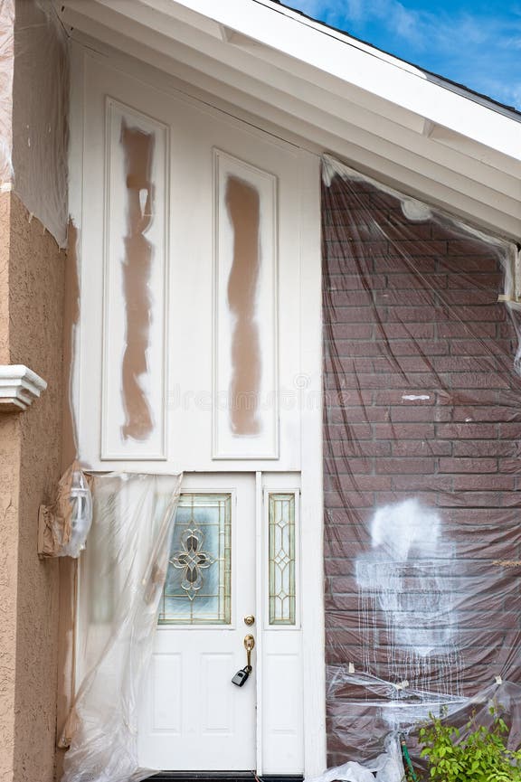 Home repainting stock image. Image of doorway, protecting - 26316363
