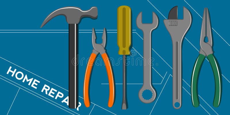 Home Repair Background with Tools Set and Text Stock Vector ...