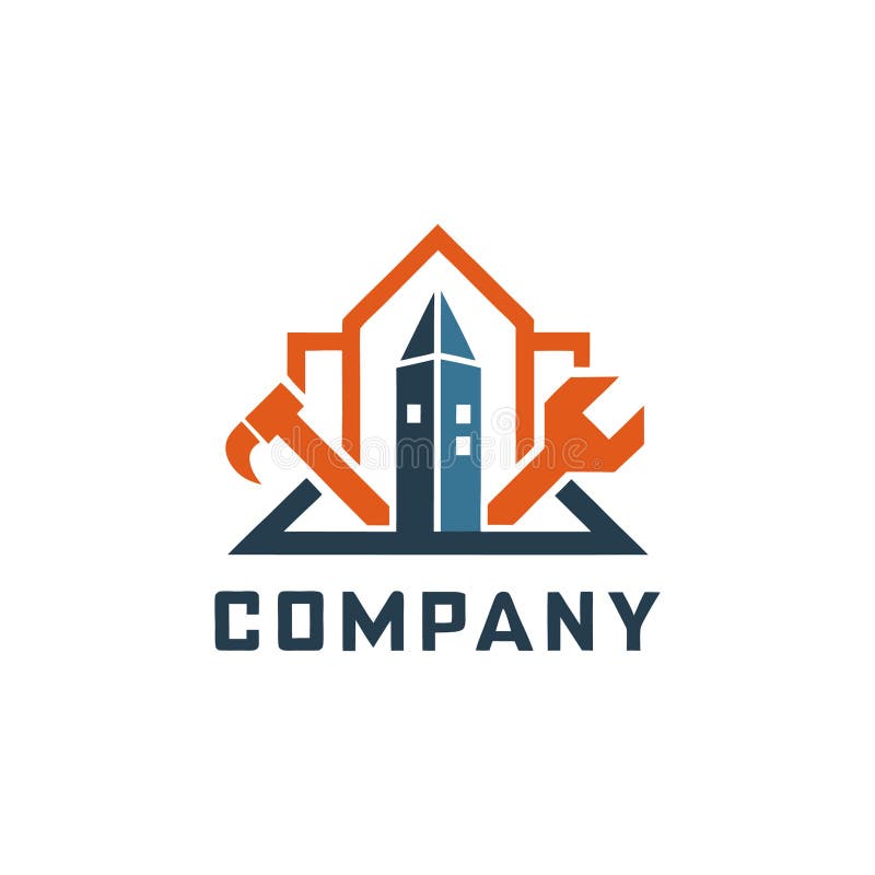 Home Repair and Construction Logo with Building Silhouette Icon Stock ...