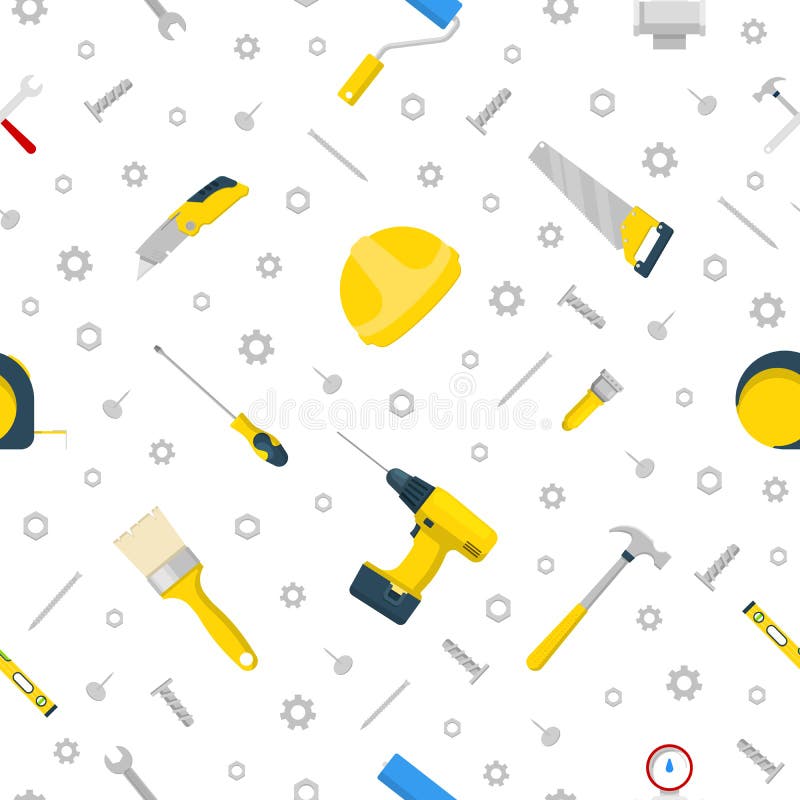 Home Repair and Renovation Tools Seamless Pattern Background Stock ...