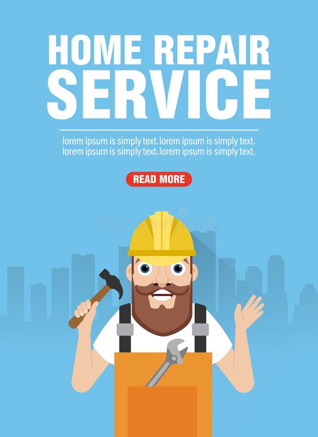 Home Repair Service Concept Design Flat Banner Stock Vector ...