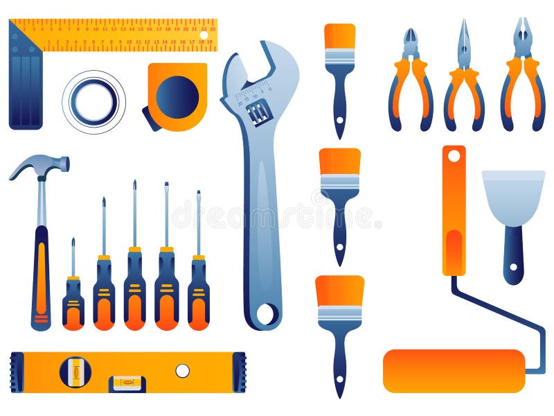 Home Repair Set. Hand Tools for Home Renovation and Construction Vector ...