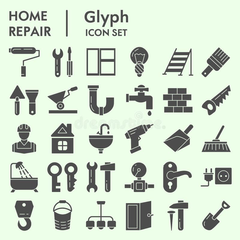 Home Repair Thin Line Icon Set, Renovation Symbols Set Collection or ...