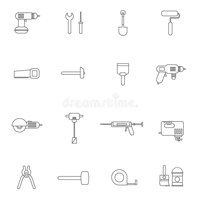 Home Repair Tools Icon Flat Stock Vector - Illustration of drill, black ...