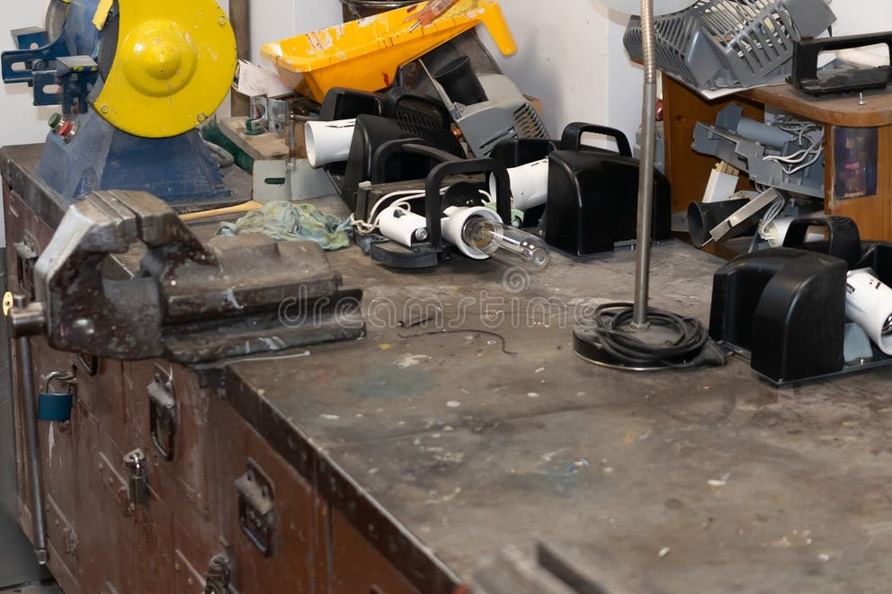 Home Repair Workshop with Table Stock Photo - Image of wooden, wood ...