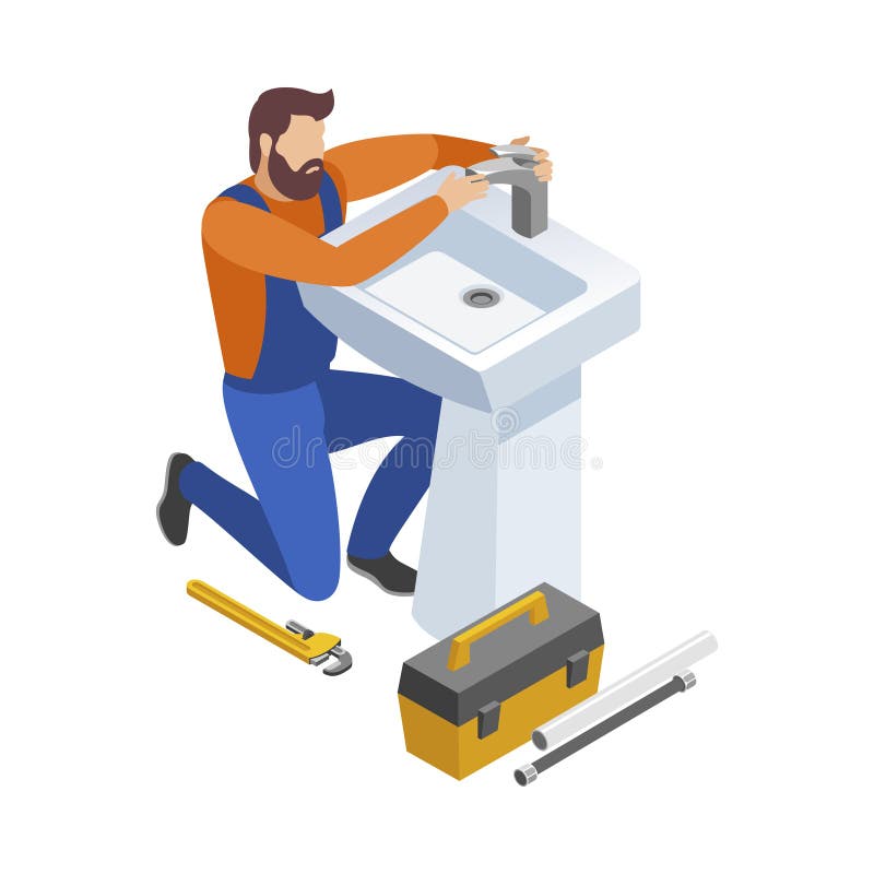 Home Repairman Isometric Composition Stock Vector - Illustration of ...