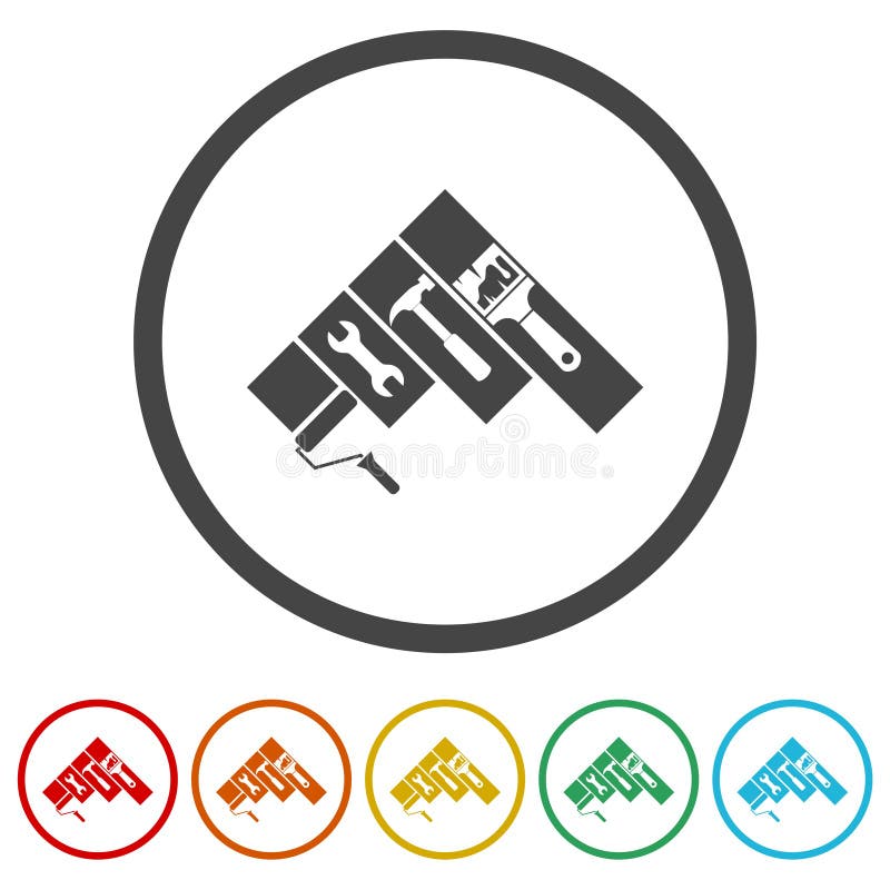 Home Repairs Logo. Set Icons in Color Circle Buttons Stock Vector ...