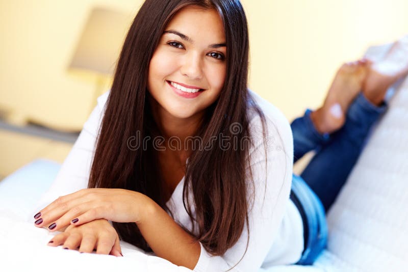 Home rest stock image. Image of girl, cheerful, adult - 24084505