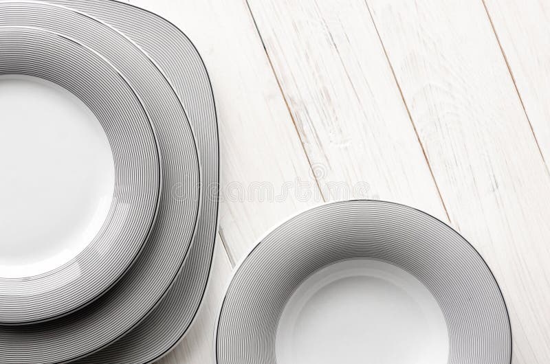 For Home and Restaurant. a Classic Set of Porcelain Plates of Different ...