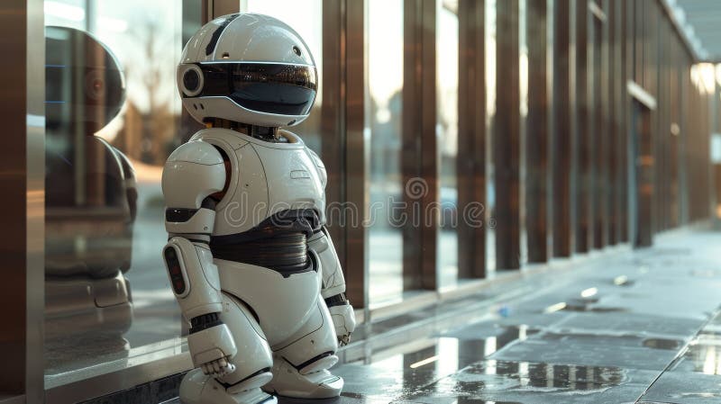Home Robot Cleaning the Area . Automated Cleaning Concept Stock Photo ...