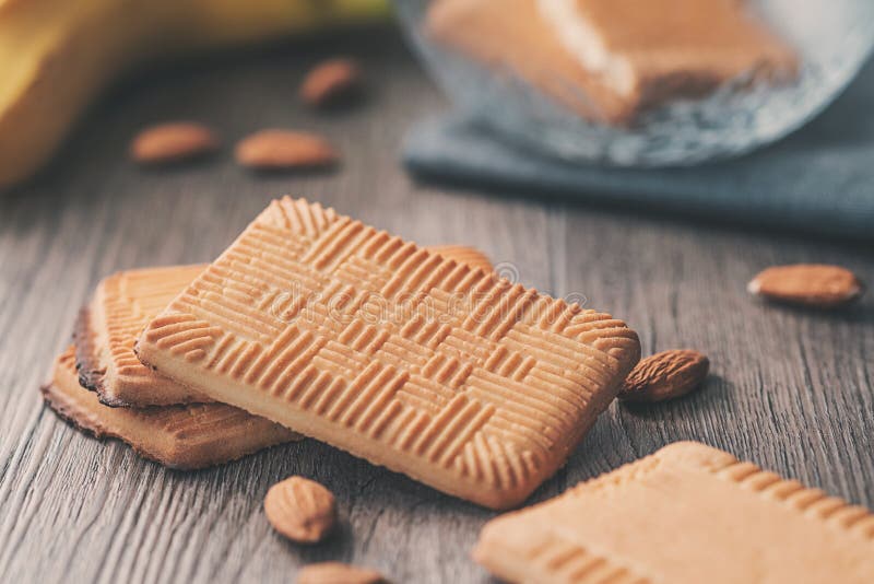 Home Rustic Biscuits with Almond Stock Photo - Image of healthy, table ...
