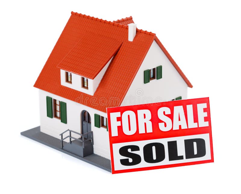 Blue Sold Home for Sale Real Estate Sign on White Stock Photo - Image ...
