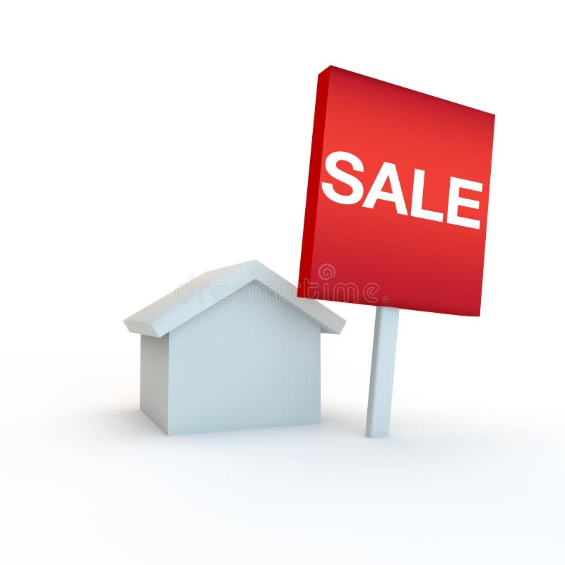 Red for Sale Sign Outside a House Stock Image - Image of render ...
