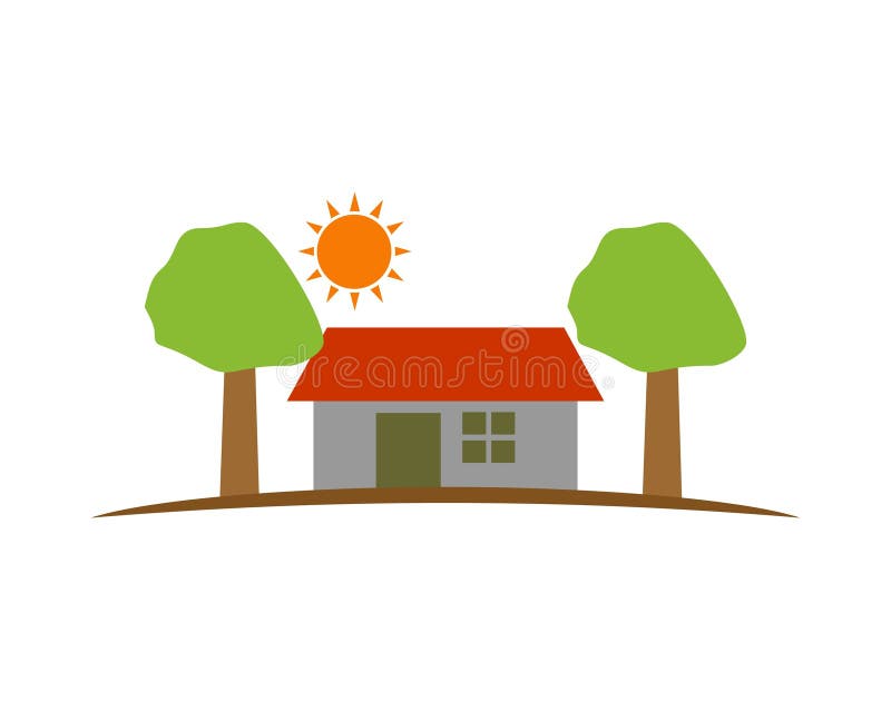 Home Scenery Logo Icon Template Stock Vector - Illustration of drawing ...