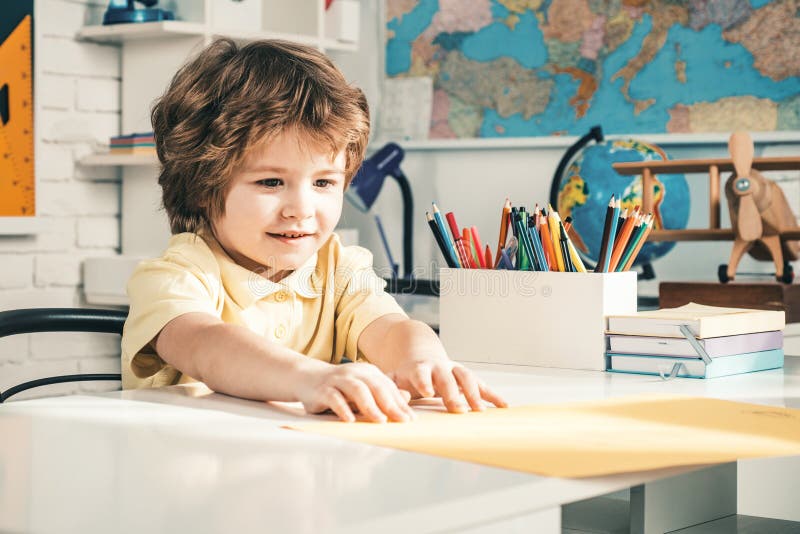 Home School for Pupil. Kid is Learning in Class Stock Image - Image of ...