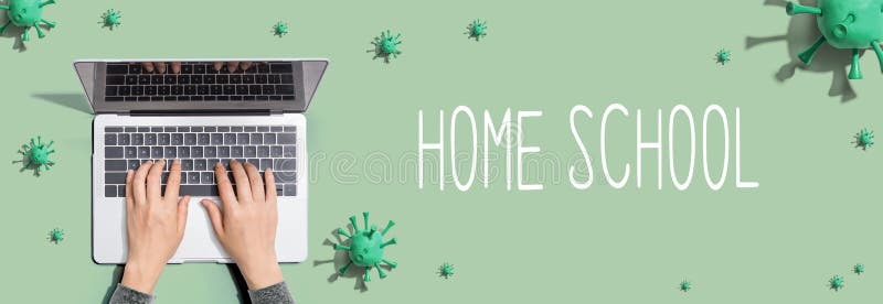 Home School Theme with Person Using Laptop Computer Stock Photo - Image ...