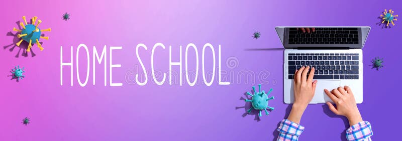 Home School Theme with Woman Using a Laptop Stock Image - Image of ...