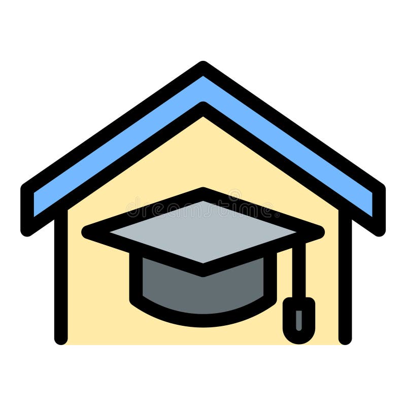 Home Schooling Icon Personalized Learning in Flat Line Color Style ...