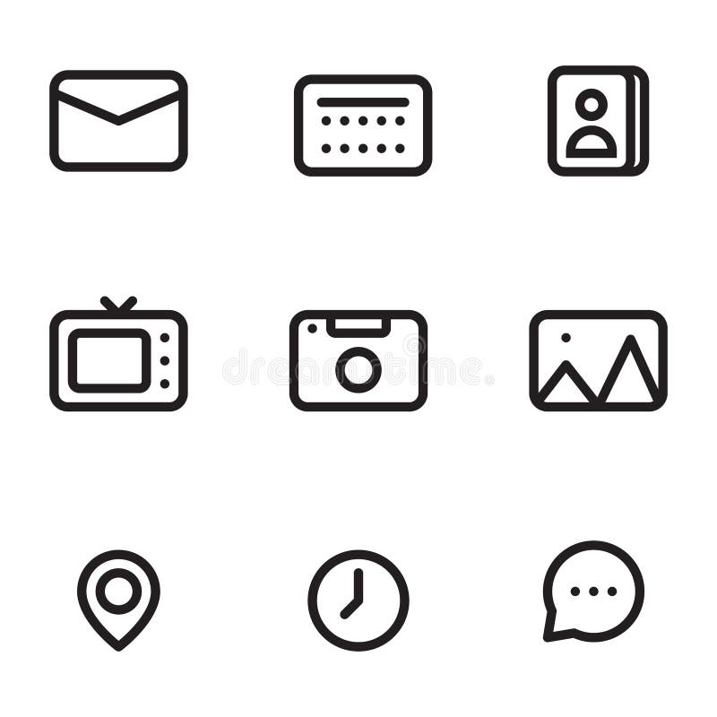 Home Screen Apps Icons Outline Stock Vector - Illustration of apps ...