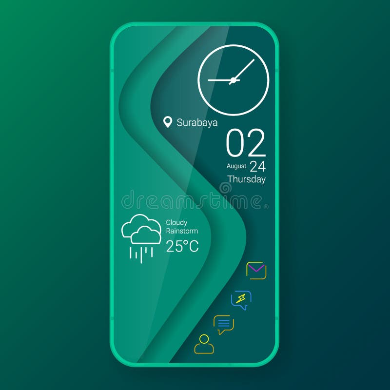 Home Screen Ui Design Custom Modifications Green Wave Glossy Stock ...