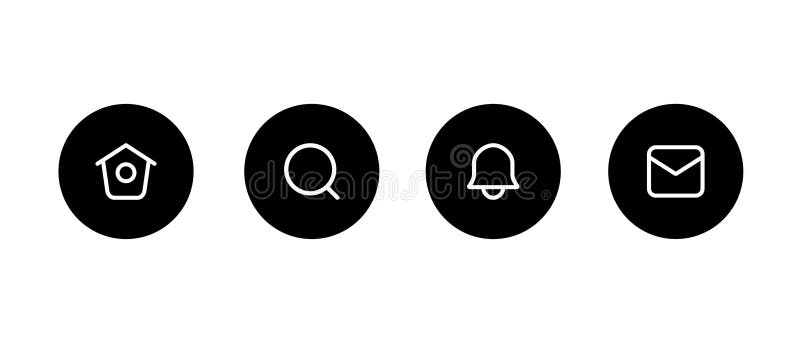 Home, Search, Notification, and Message Icon Set. Social Media Twitter ...