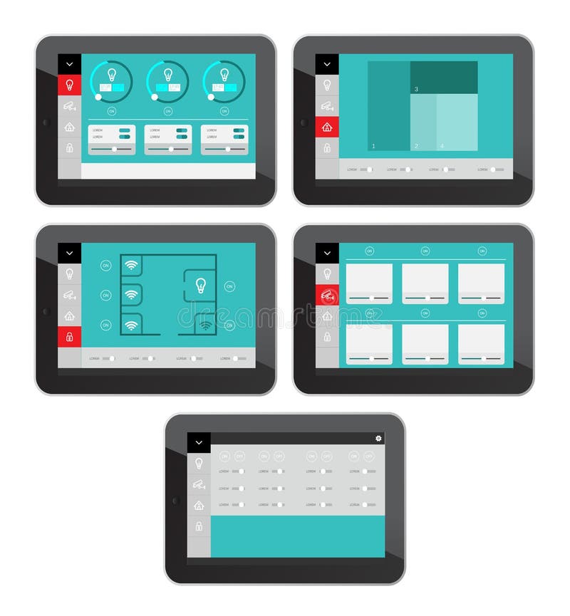 Home Security App Interface on Tablet Screen Stock Vector ...