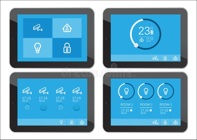 Home Security App Interface on Tablet Screen Stock Vector ...