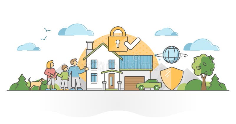 Home Security As House Safety and Protection Alarm System Outline ...