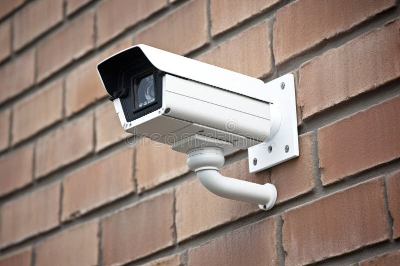 A Home Security Camera Mounted on a Brick Wall Stock Image - Image of ...