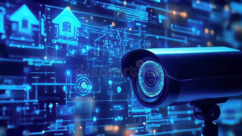 Home Security: CCTV Camera and Digital Interface Stock Video - Video of ...