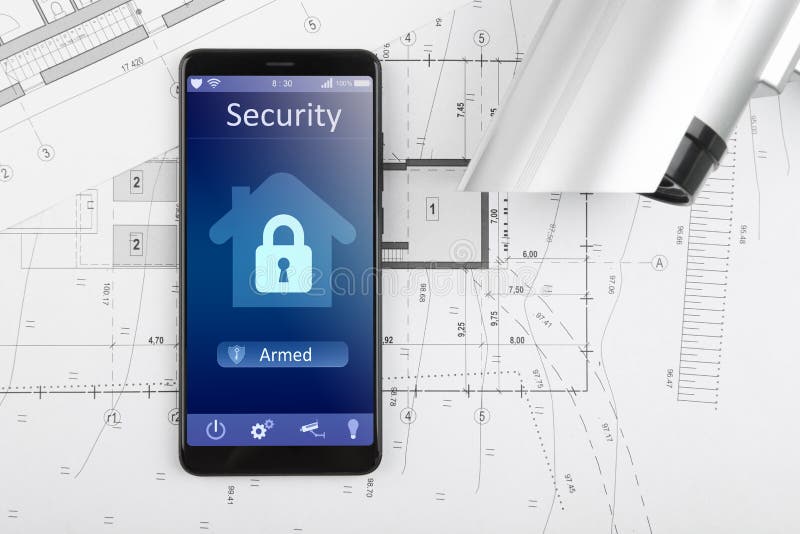 Home Security Concept Smartphone with Smart Home App and Surveillance ...