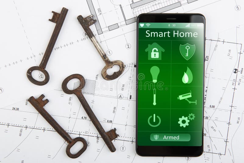 Home Security Concept Smartphone with Smart Home App and Surveillance ...