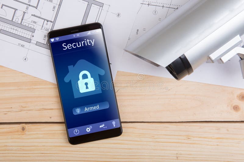 Home Security Concept Smartphone with Smart Home App and Surveillance ...