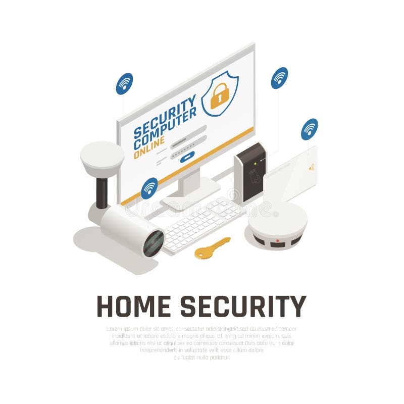 Home Security Design Concept Stock Vector - Illustration of alarm, cctv ...