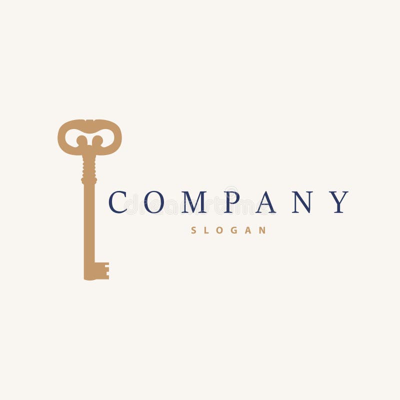 Home Security Design Simple Key Logo Old Vintage Minimalist Template ...